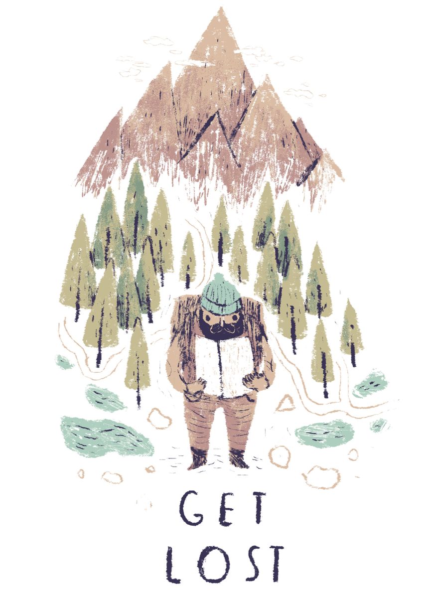 'get lost' Poster, picture, metal print, paint by Louis roskosch | Displate