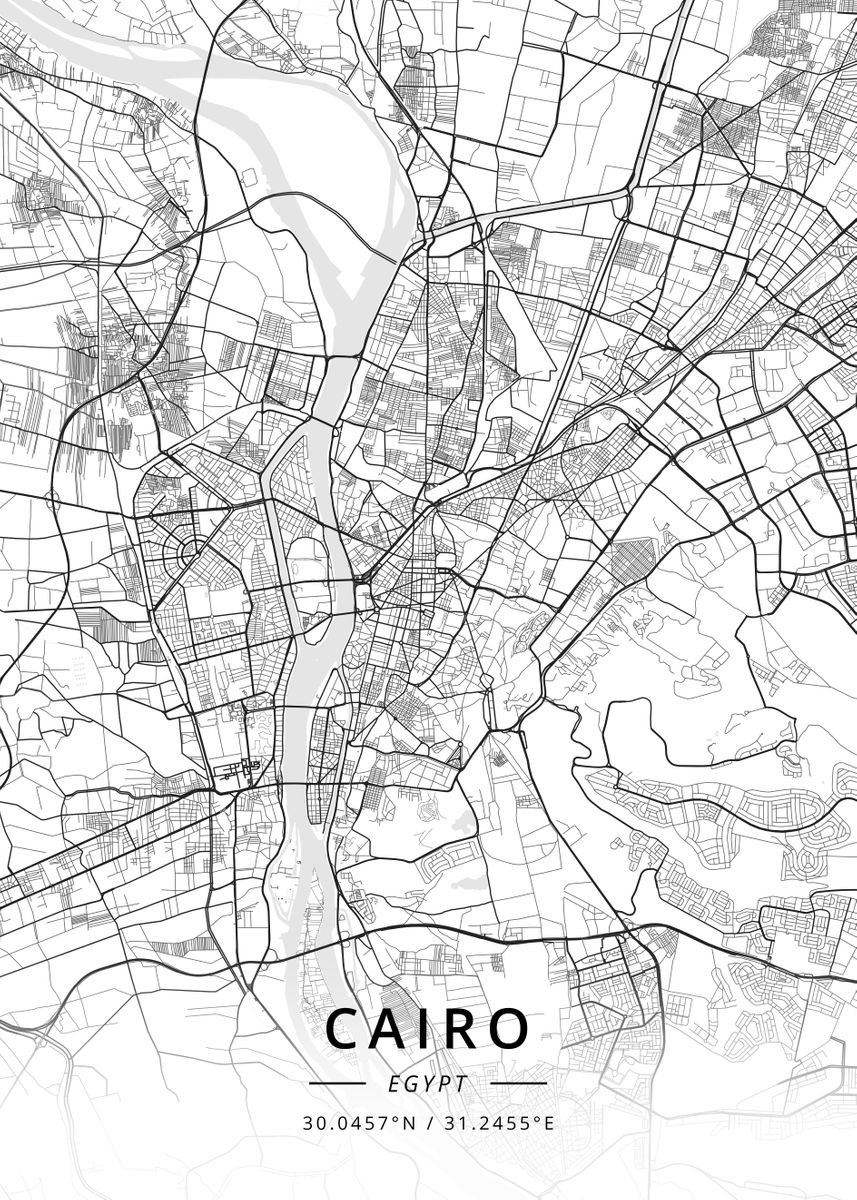 'Cairo, Egypt' Poster, picture, metal print, paint by Designer Map Art ...