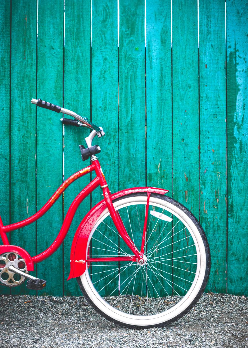 'Red Retro Cycle' Poster by Illumina Photographics | Displate