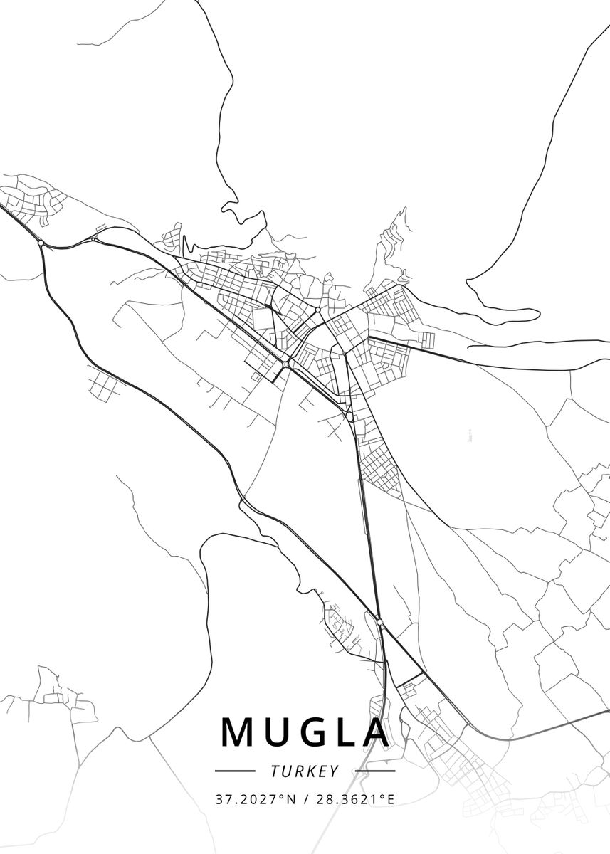 'Mugla, Turkey' Poster by Designer Map Art | Displate