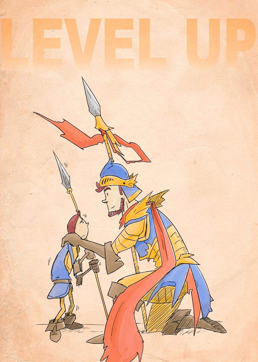 'LEVEL UP' Poster, picture, metal print, paint by Joachim Doujak | Displate