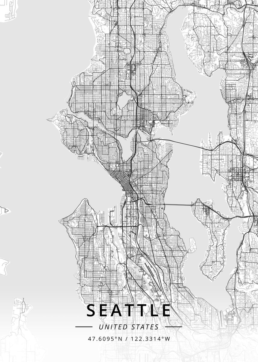 'Seattle, United States' Poster, picture, metal print, paint by ...