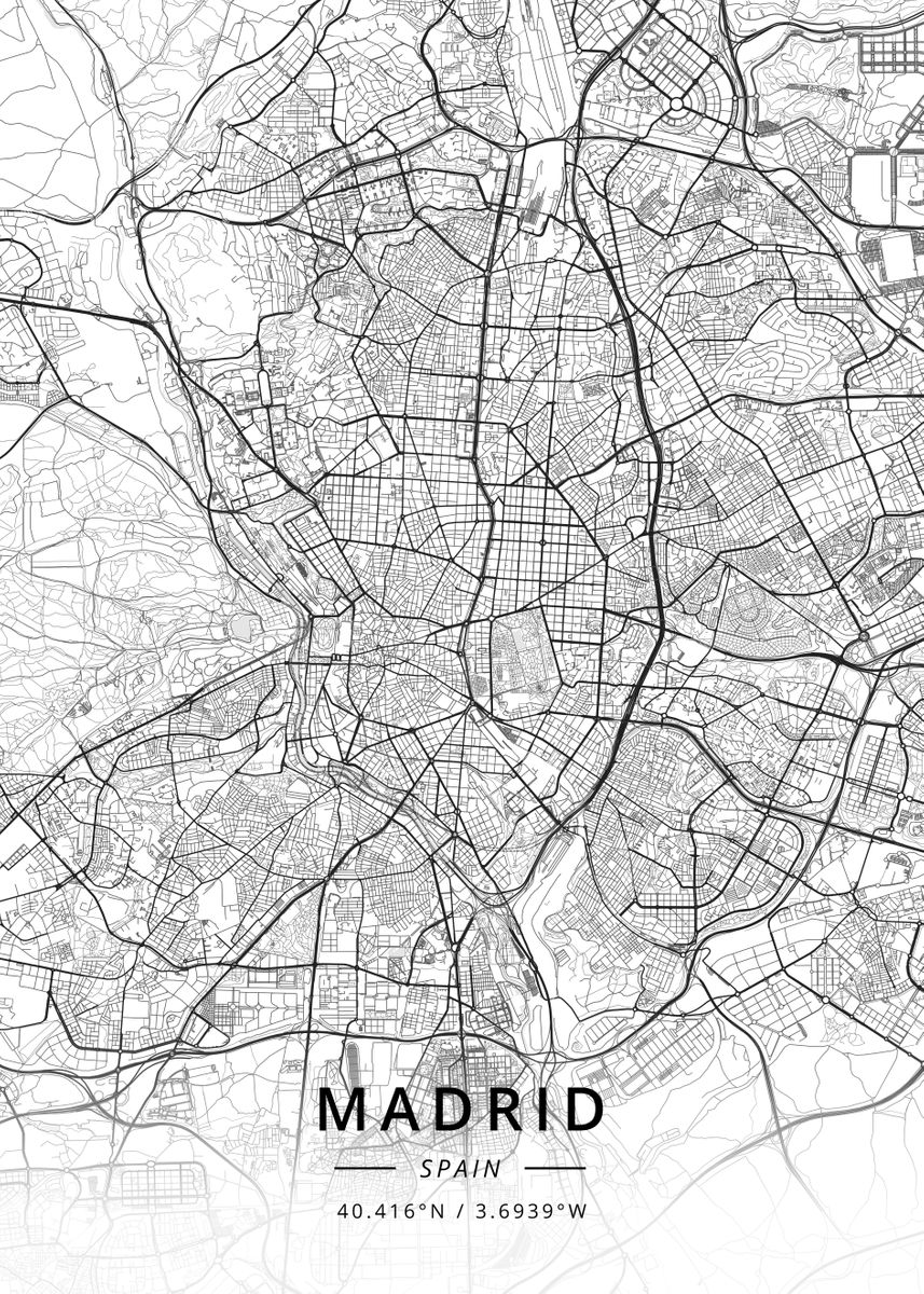 'Madrid, Spain' Poster, picture, metal print, paint by Designer Map Art ...