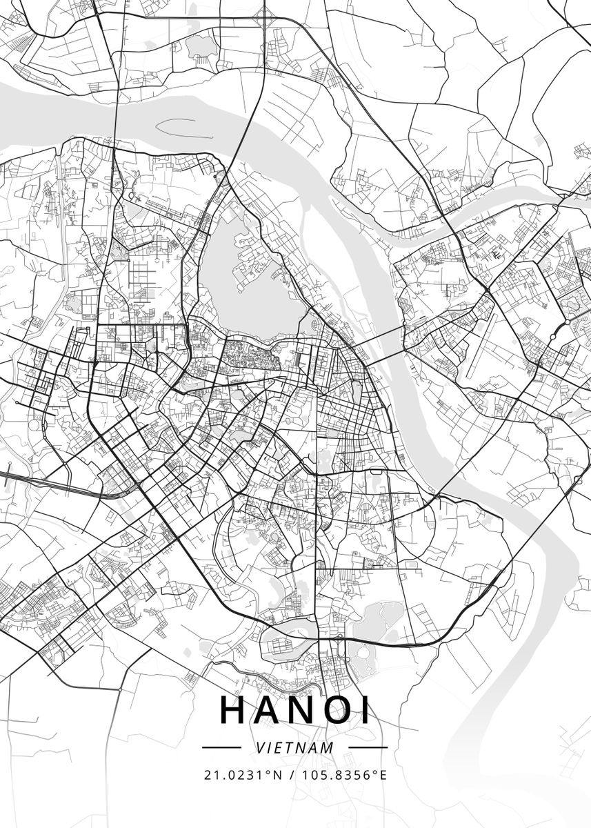'Hanoi, Vietnam' Poster by Designer Map Art | Displate
