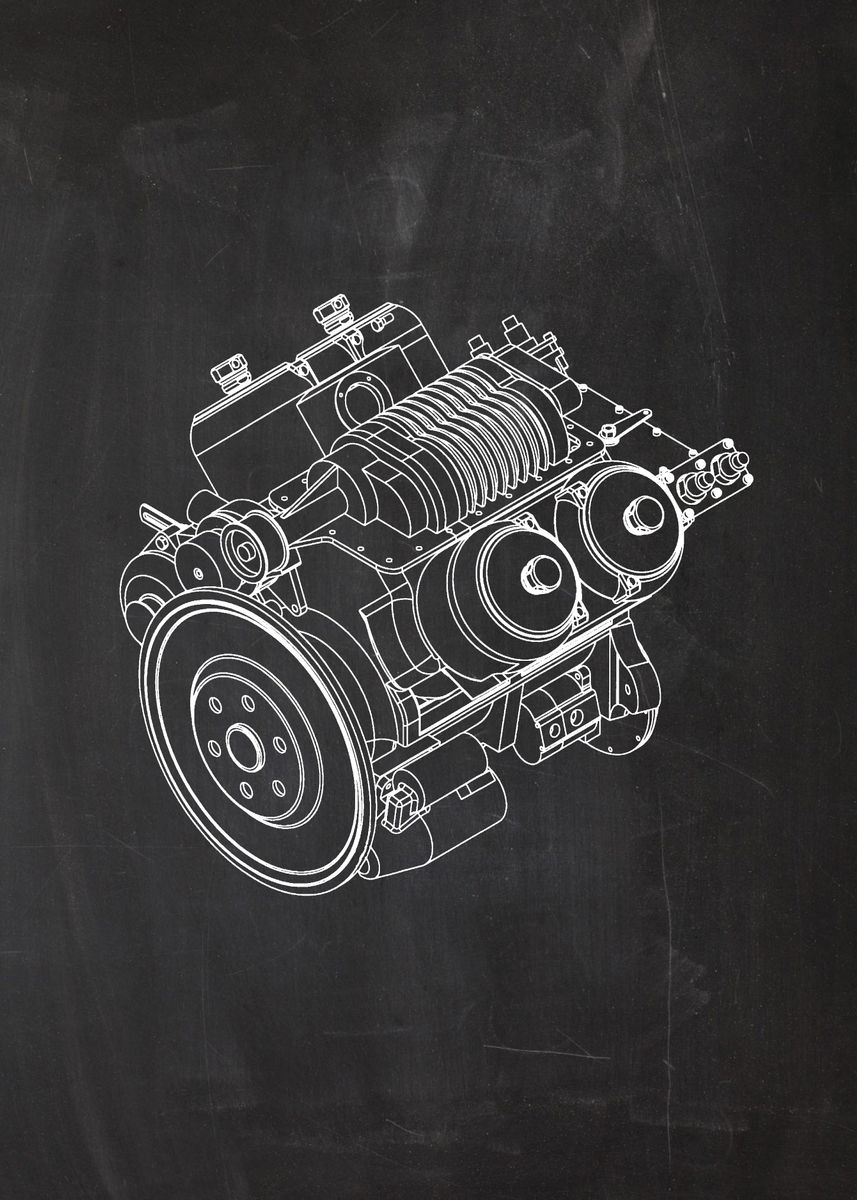 'CAR ENGINE' Poster, picture, metal print, paint by Nicram K | Displate