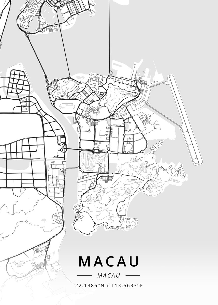 'Macau, Macau' Poster, picture, metal print, paint by Designer Map Art ...