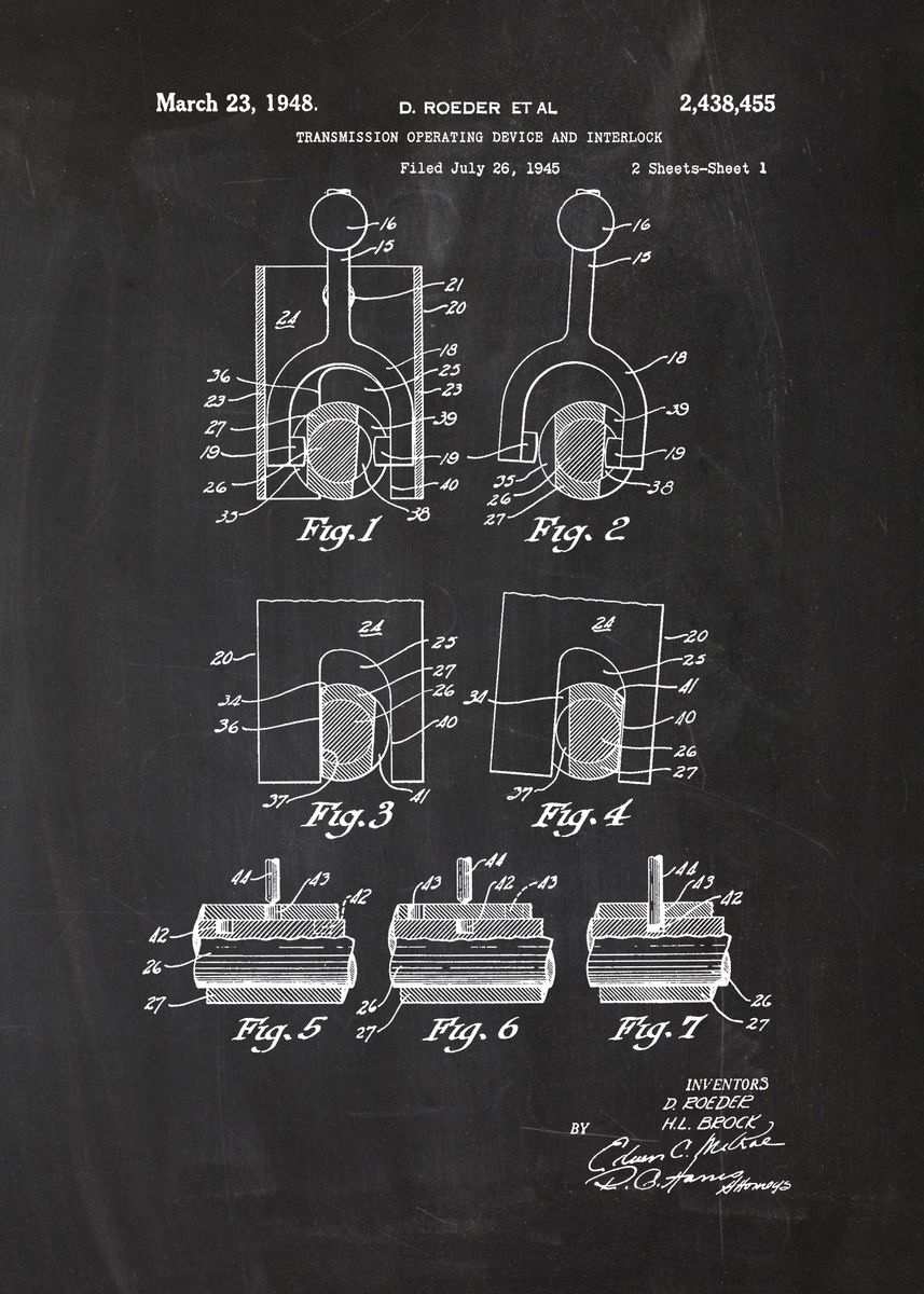 '1945 Transmission Operating Device and Interlock' Poster, picture ...