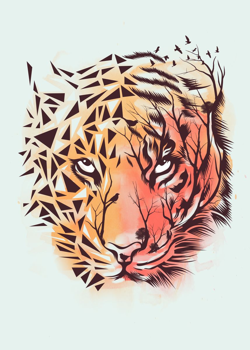 'Geometric Tiger' Poster by Dan Fajardo | Displate