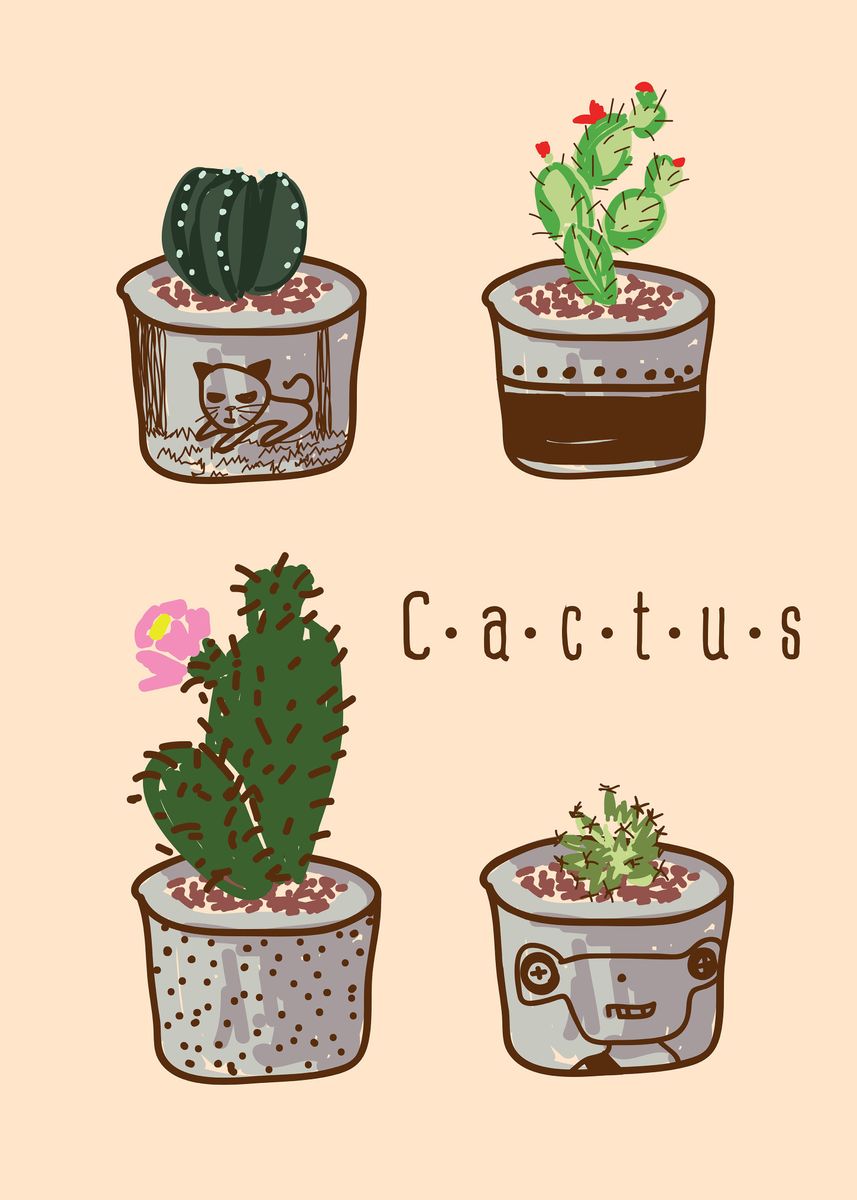 'Tree painting in pots. Classic tone' Poster, picture, metal print ...