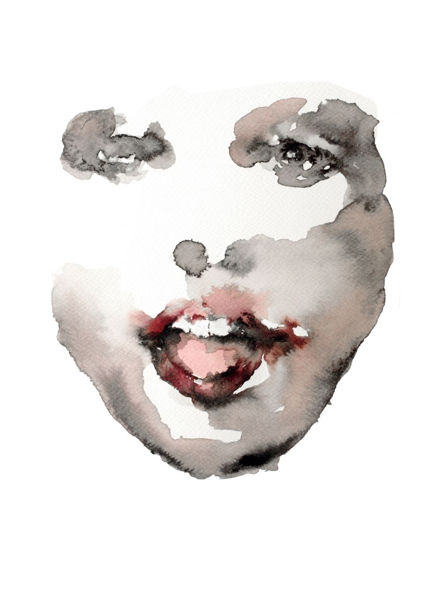 'Face 01' Poster, picture, metal print, paint by Ewa Zwolińska | Displate