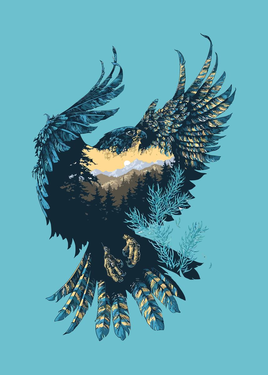 'Wildlife Eagle Drawing' Poster, picture, metal print, paint by ...