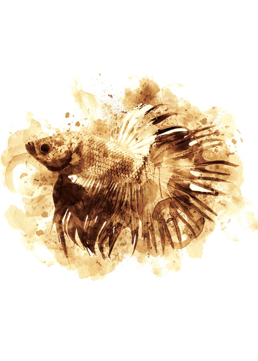 'Ocean Fish Coffee Style' Poster, picture, metal print, paint by Shak ...