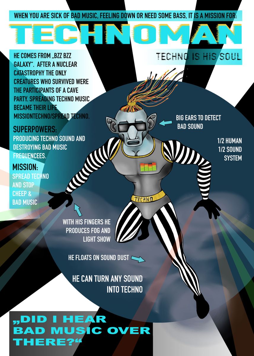 'TECHNOMAN' Poster, picture, metal print, paint by Andrea Kurtz | Displate