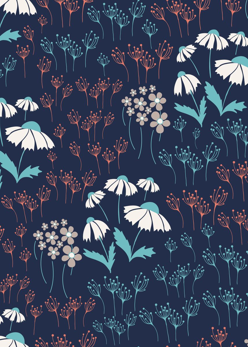 'Textile Floral Pattern 03' Poster, picture, metal print, paint by ...