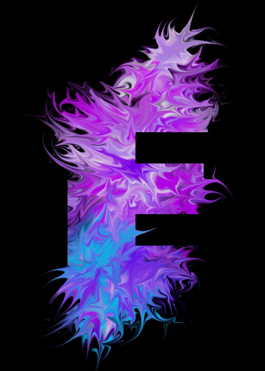 'E - pink, purple blue' Poster, picture, metal print, paint by Caroline ...