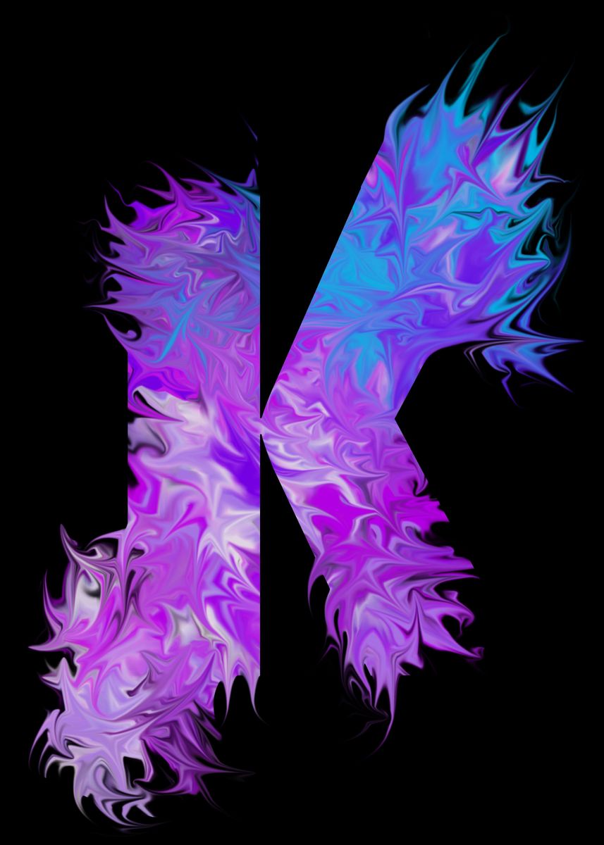 'K - pink, purple, blue' Poster, picture, metal print, paint by ...