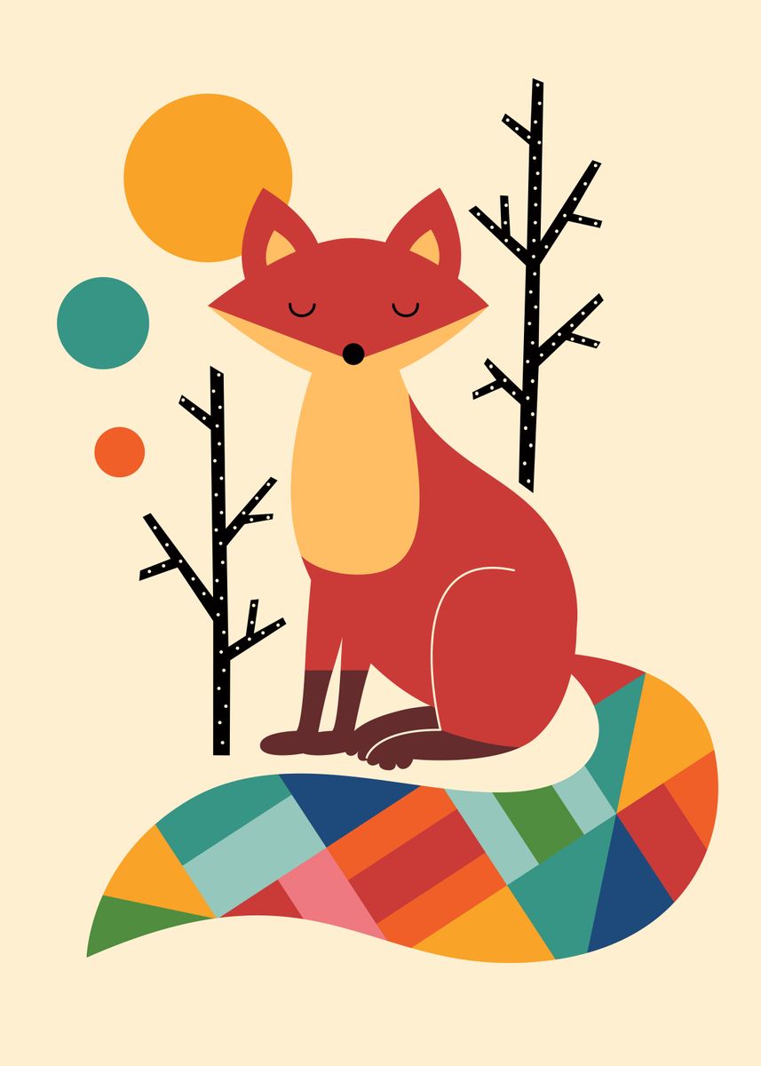 'Rainbow Fox' Poster, picture, metal print, paint by Andy Westface ...