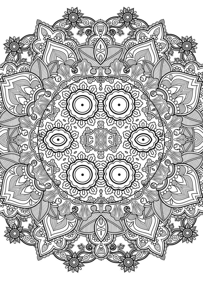 'BW Mandala Paisley 07' Poster by Aloke Design | Displate