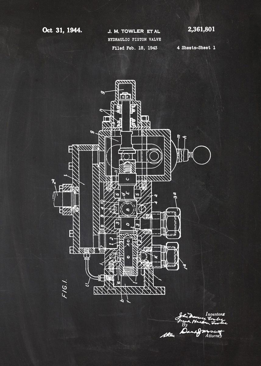 ''43 Hydraulic Piston Valve' Poster, picture, metal print, paint by ...
