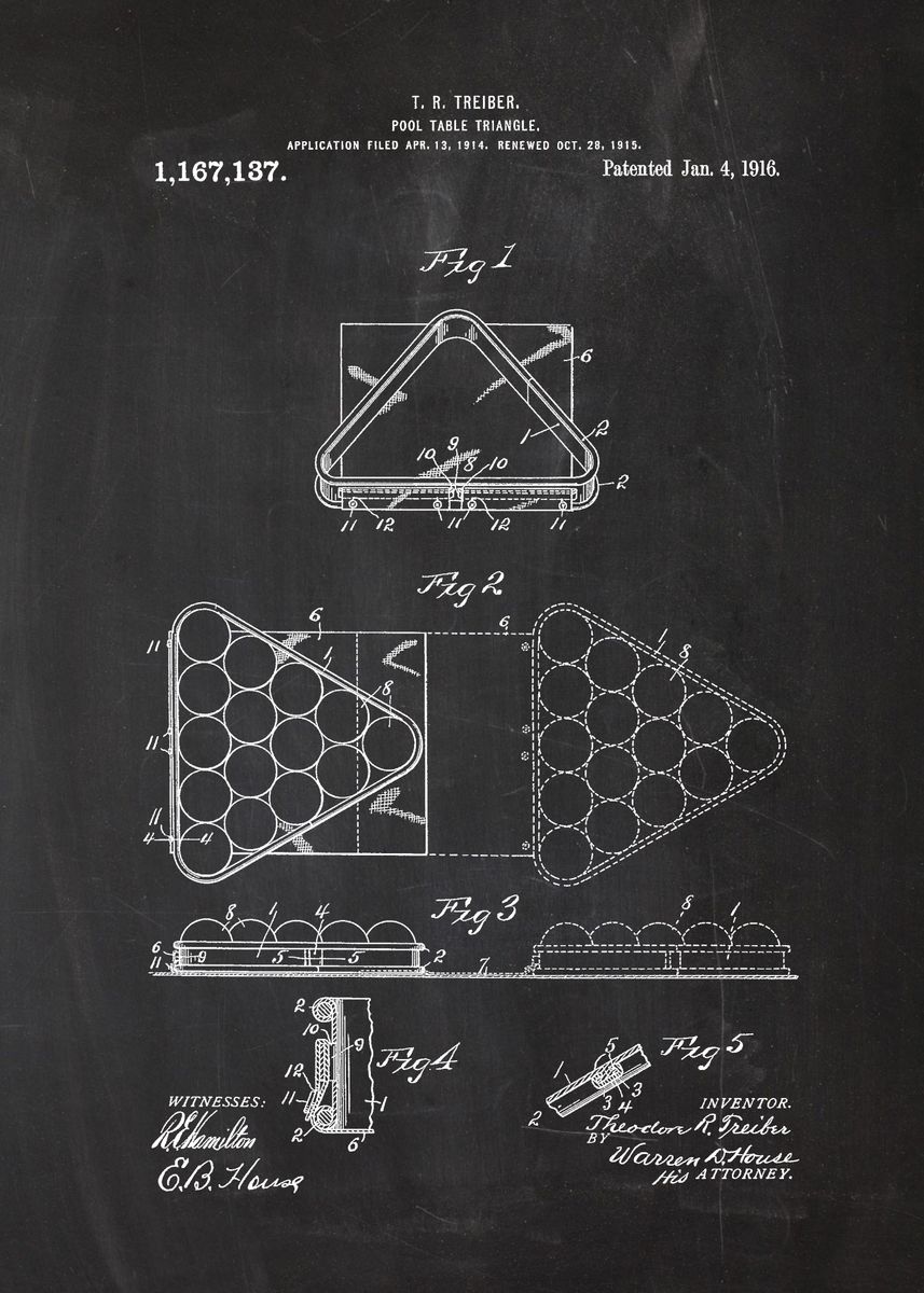 '1914 Pool Table Triangle' Poster, picture, metal print, paint by ...