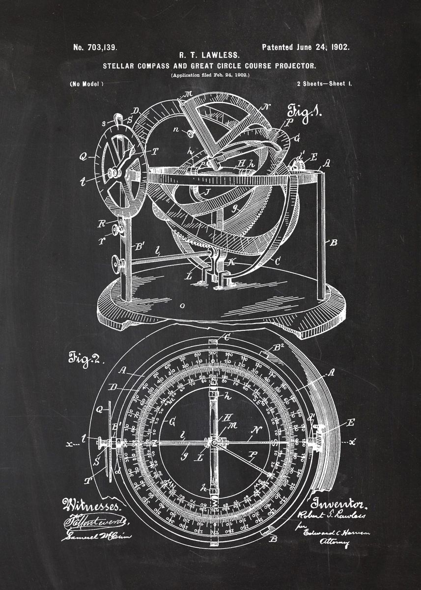 '1902 Stellar Compass' Poster, picture, metal print, paint by Nicram K ...