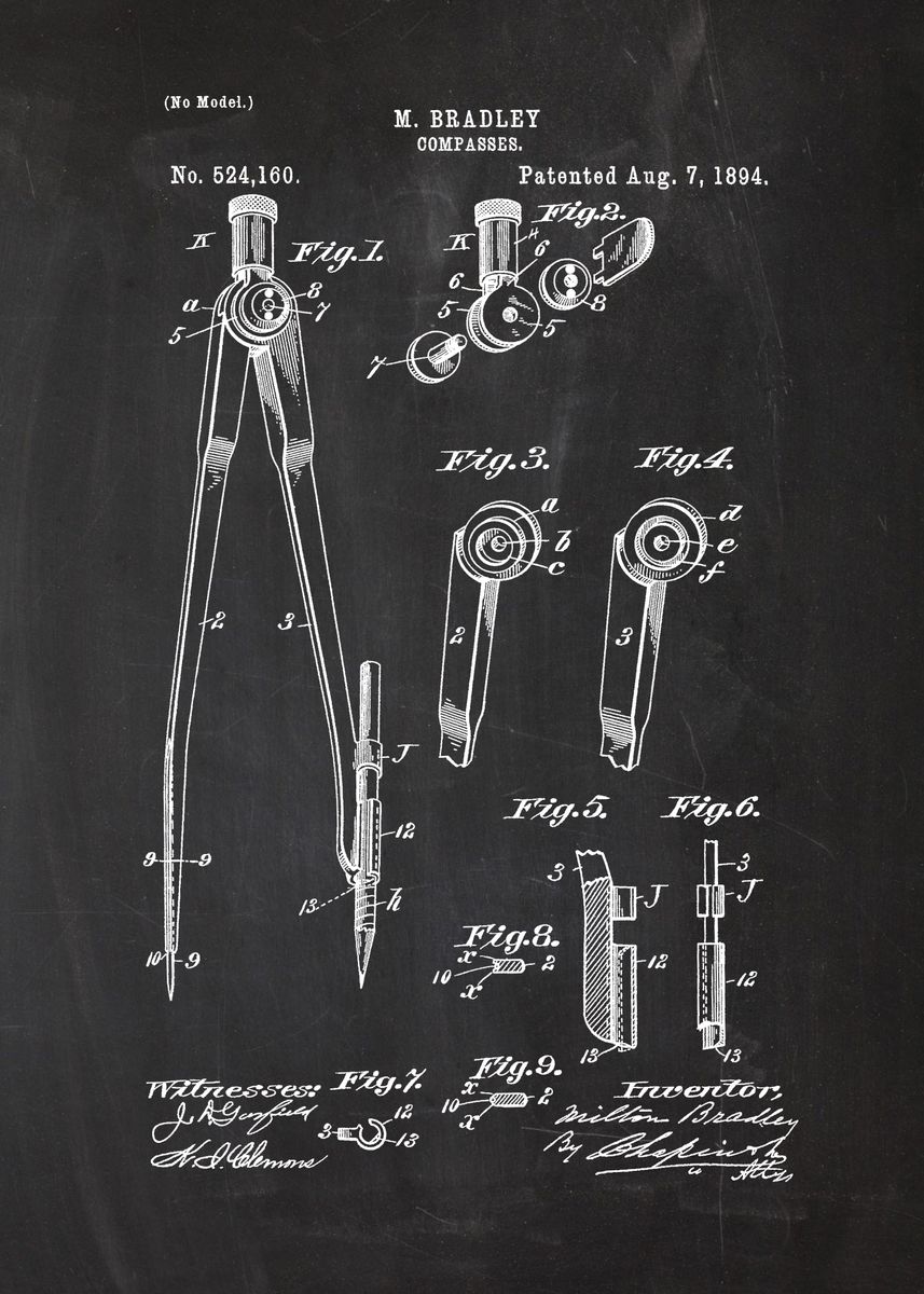 '1894 Compasses - Patent' Poster, picture, metal print, paint by Nicram ...
