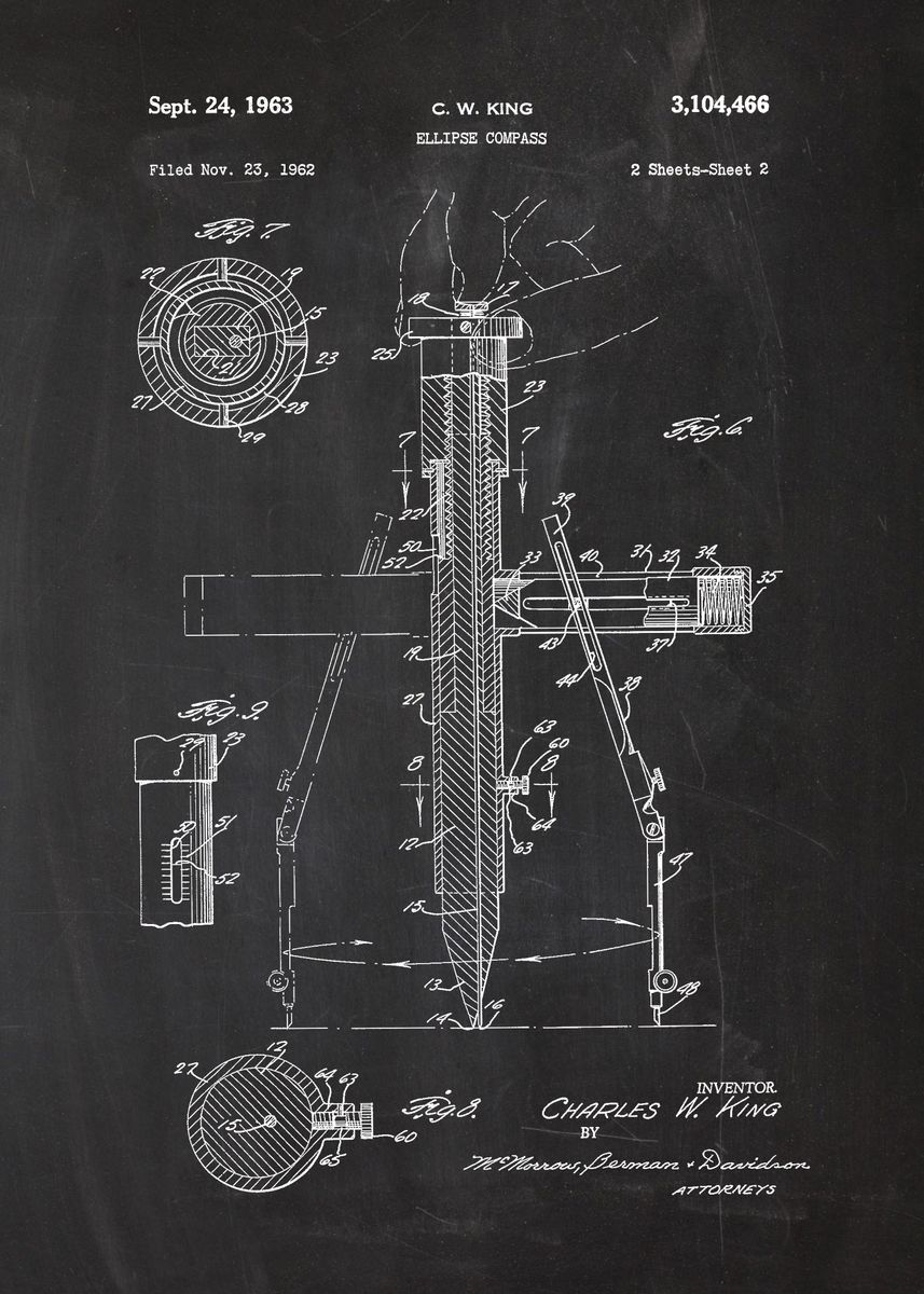 '1962 Ellipse Compass' Poster, picture, metal print, paint by Nicram K ...