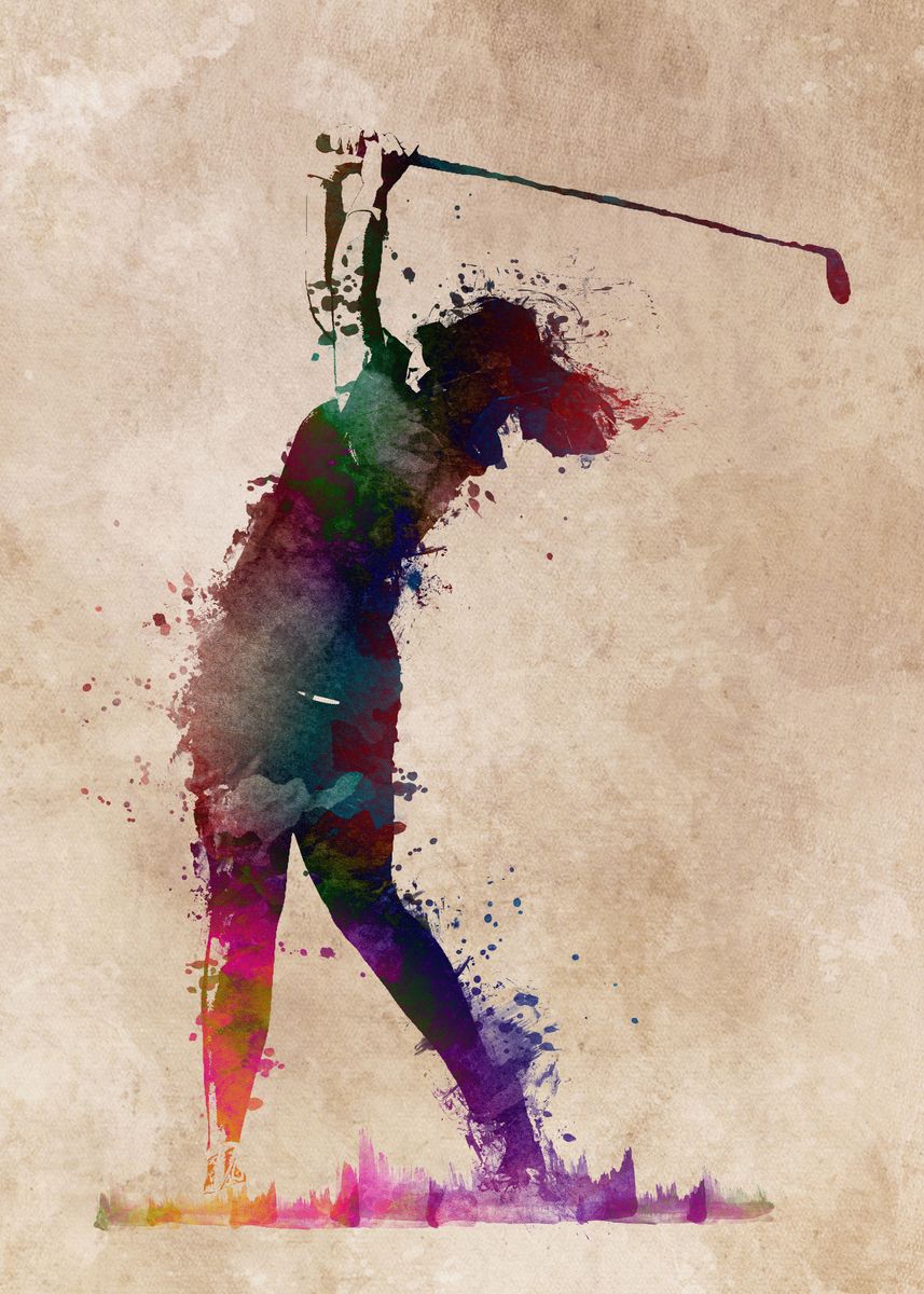 'Golf player' Poster, picture, metal print, paint by JBJart Justyna ...