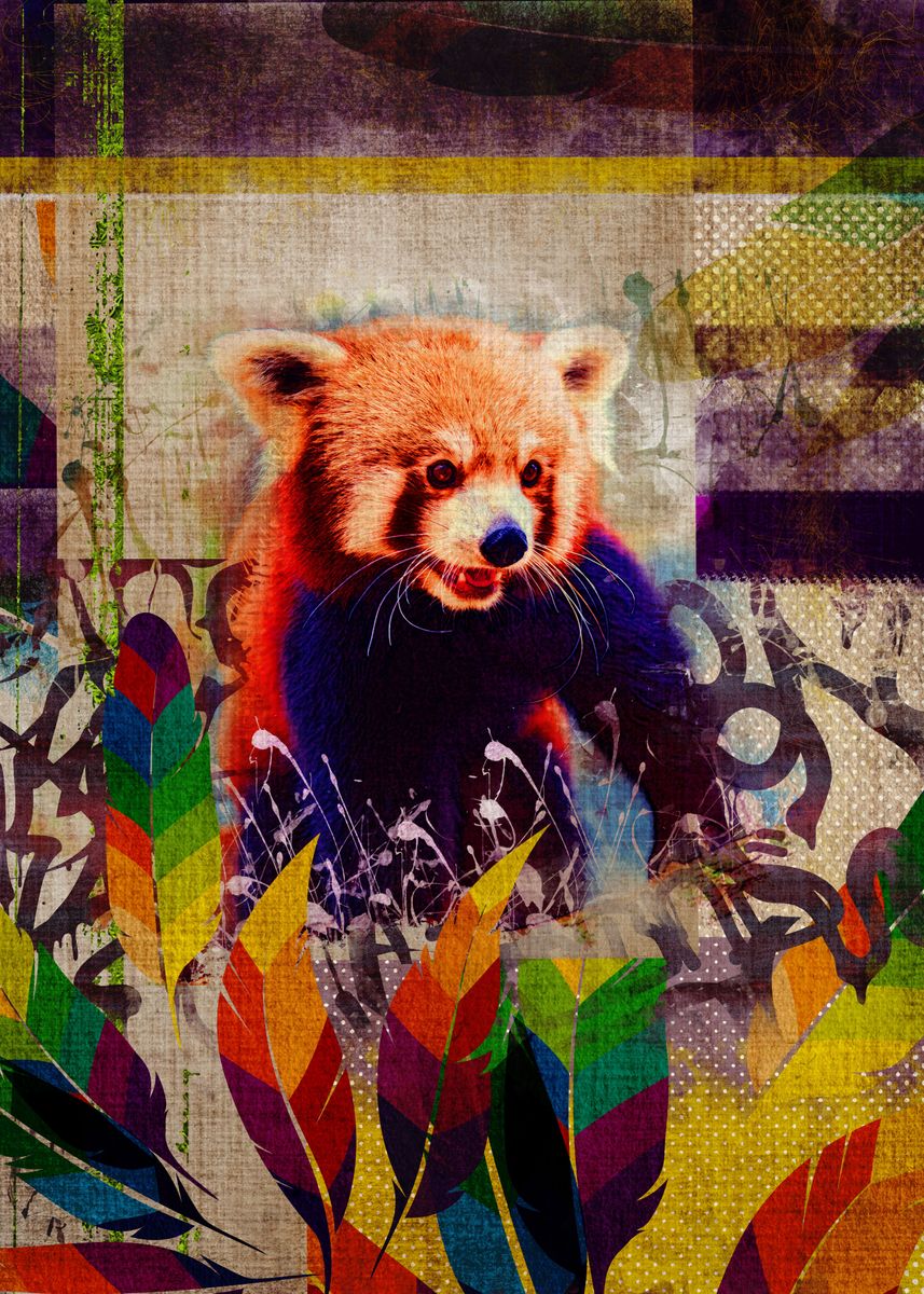 'Red Panda Abstract ' Poster by Lioudmila Perry | Displate