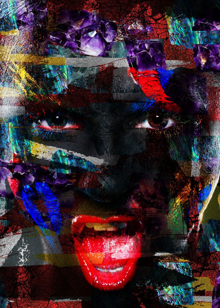 'Composition Female face' Poster by Lioudmila Perry | Displate