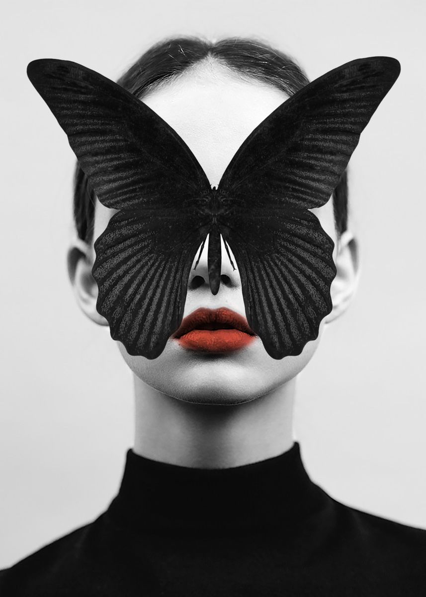 'BLACK BUTTERFLY' Poster, picture, metal print, paint by dada 22 | Displate