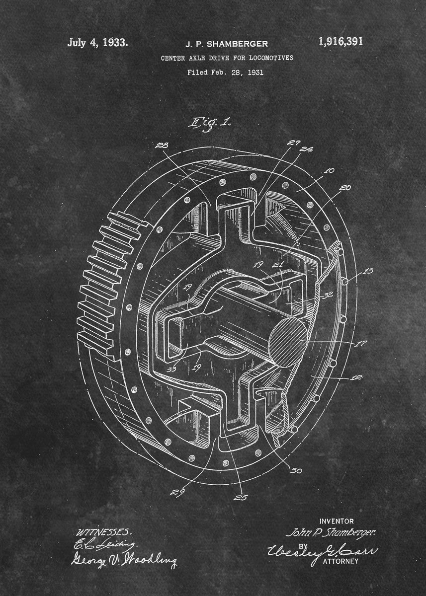 'patent Shamberger 1933 Cen' Poster, picture, metal print, paint by ...