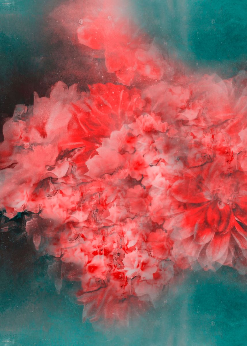 'Abstract Red Flowers' Poster, picture, metal print, paint by Victoria ...