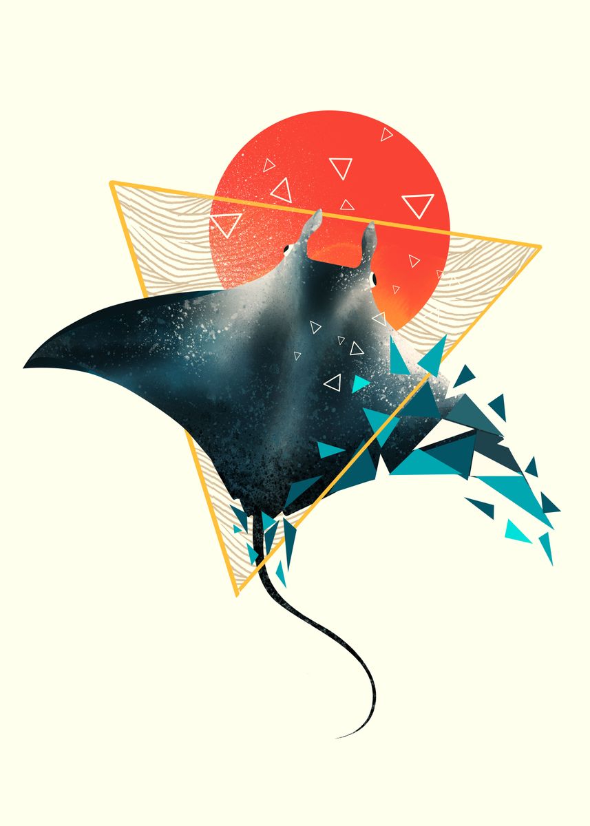 'Geometric Sting Ray' Poster, picture, metal print, paint by Dan ...