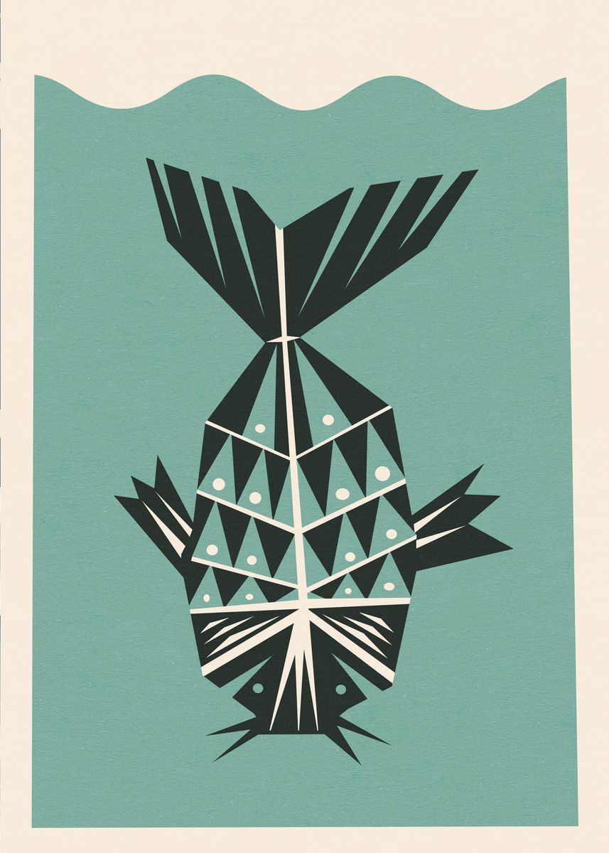 'fish' Poster, picture, metal print, paint by Yetiland | Displate