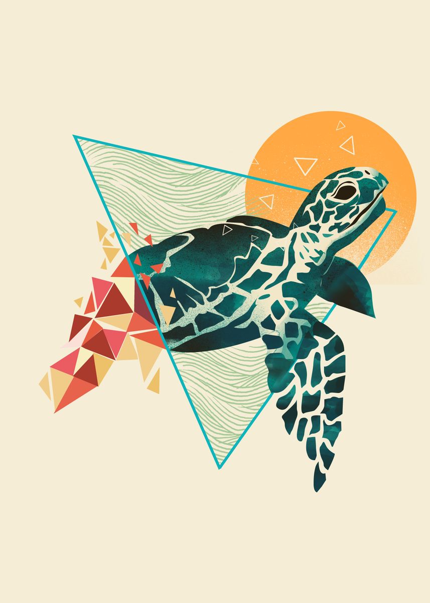 'Geometric Turtle' Poster, picture, metal print, paint by Dan Fajardo ...