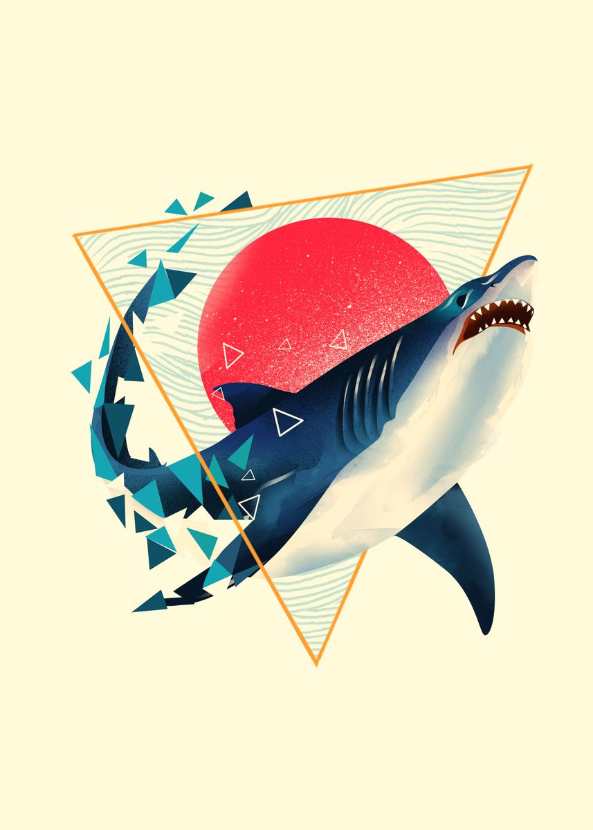 'Geometric Shark' Poster, picture, metal print, paint by Dan Fajardo ...