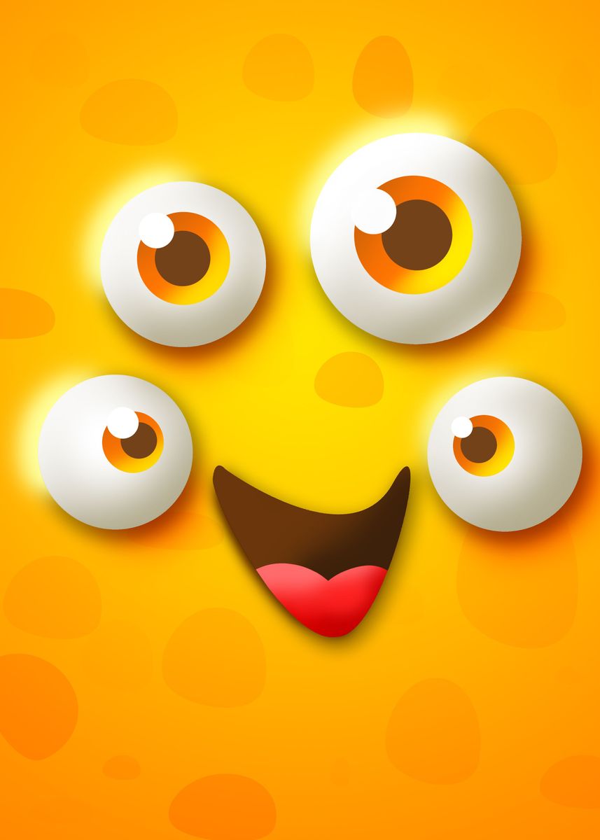'Yellow funny monster face' Poster, picture, metal print, paint by ...