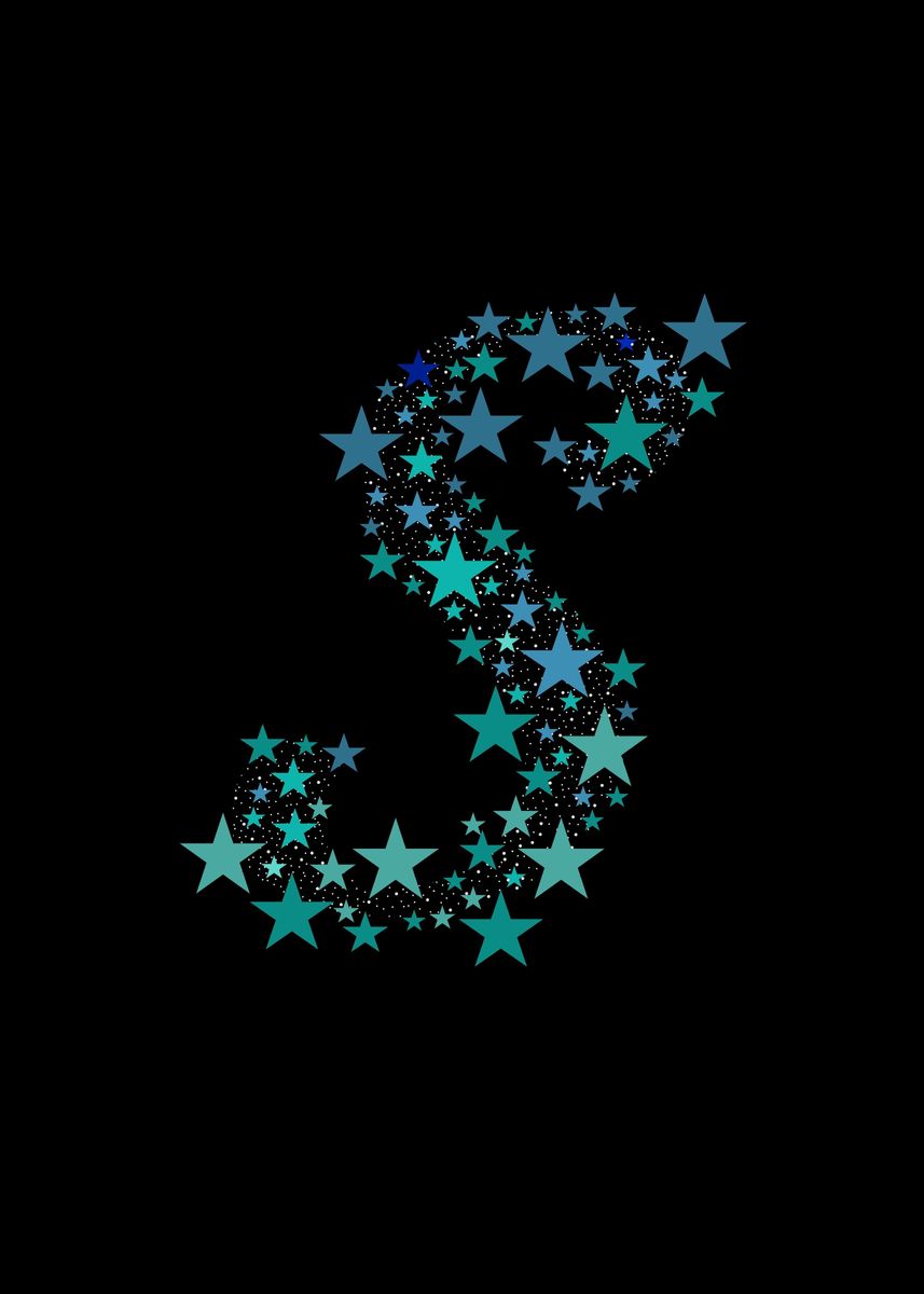 'S - Blue Stars' Poster, picture, metal print, paint by Caroline Eley ...