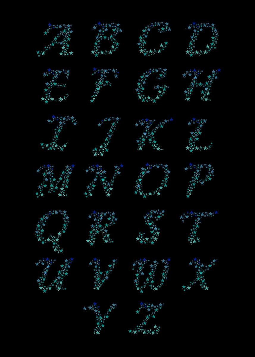 'Alphabet - Blue Stars' Poster, picture, metal print, paint by Caroline ...