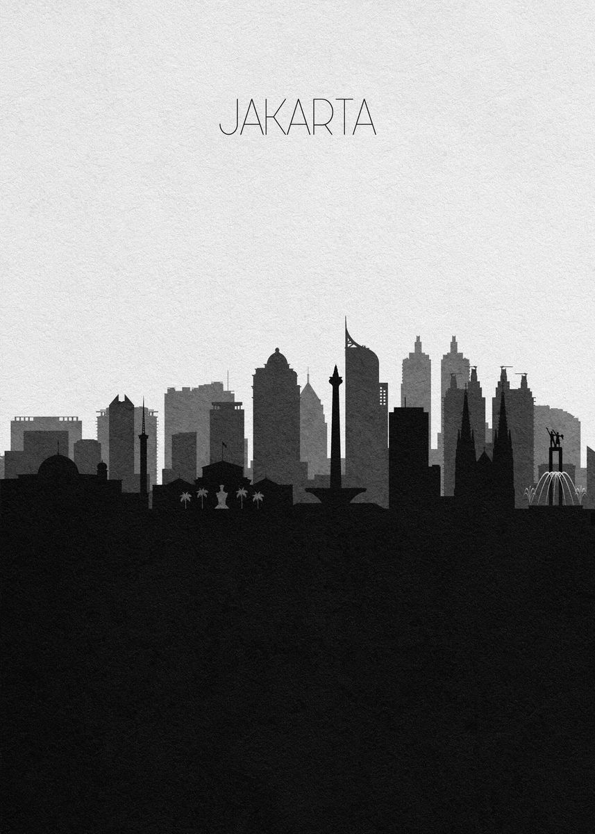 'Jakarta Skyline' Poster, picture, metal print, paint by Deniz A ...