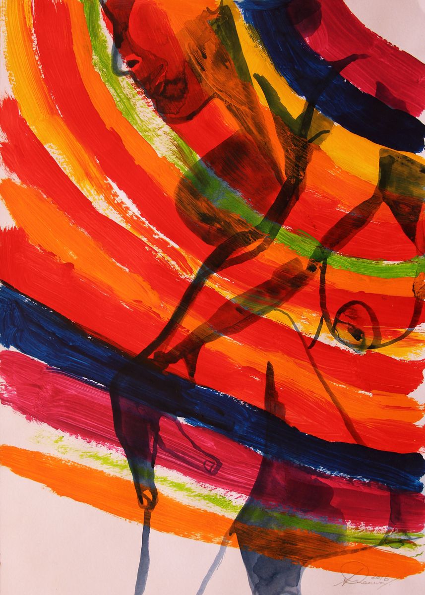 'Rainbow Figure Drawing' Poster, picture, metal print, paint by Sarah ...