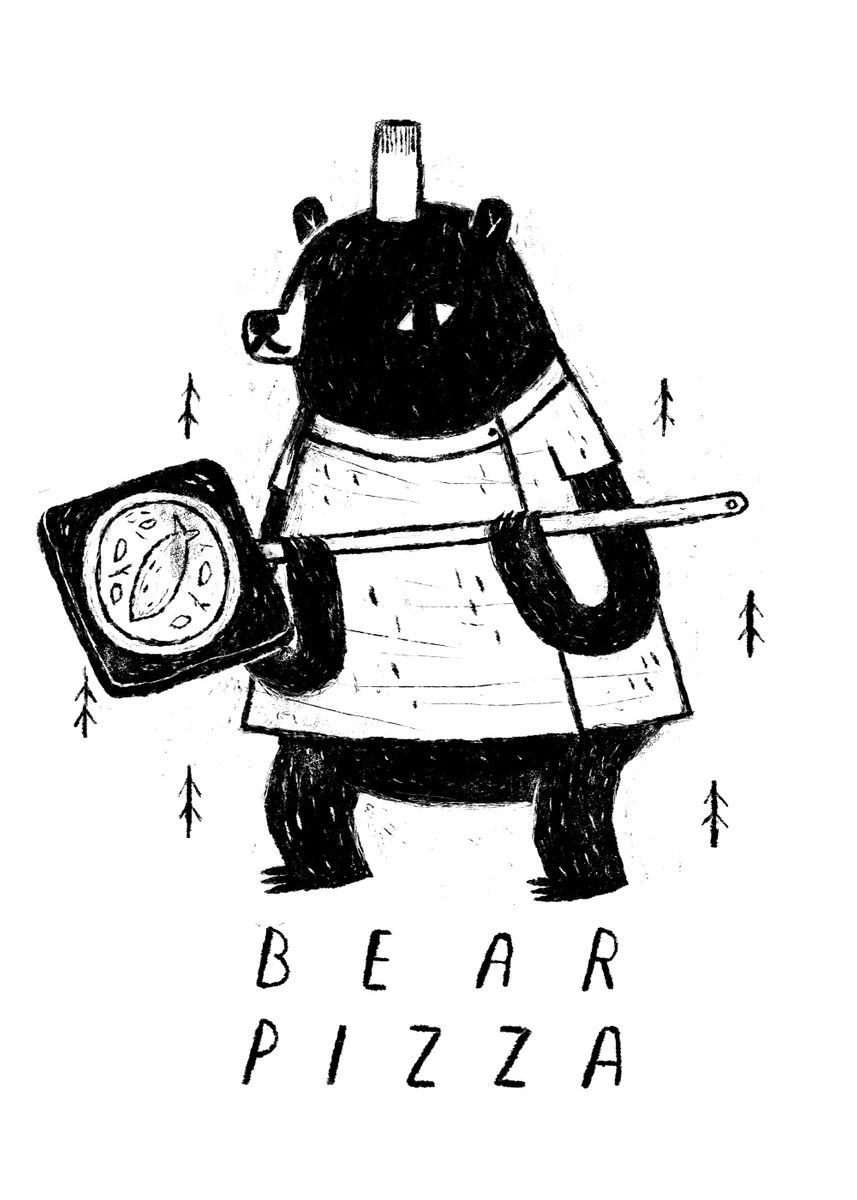 'bear pizza' Poster, picture, metal print, paint by Louis roskosch ...