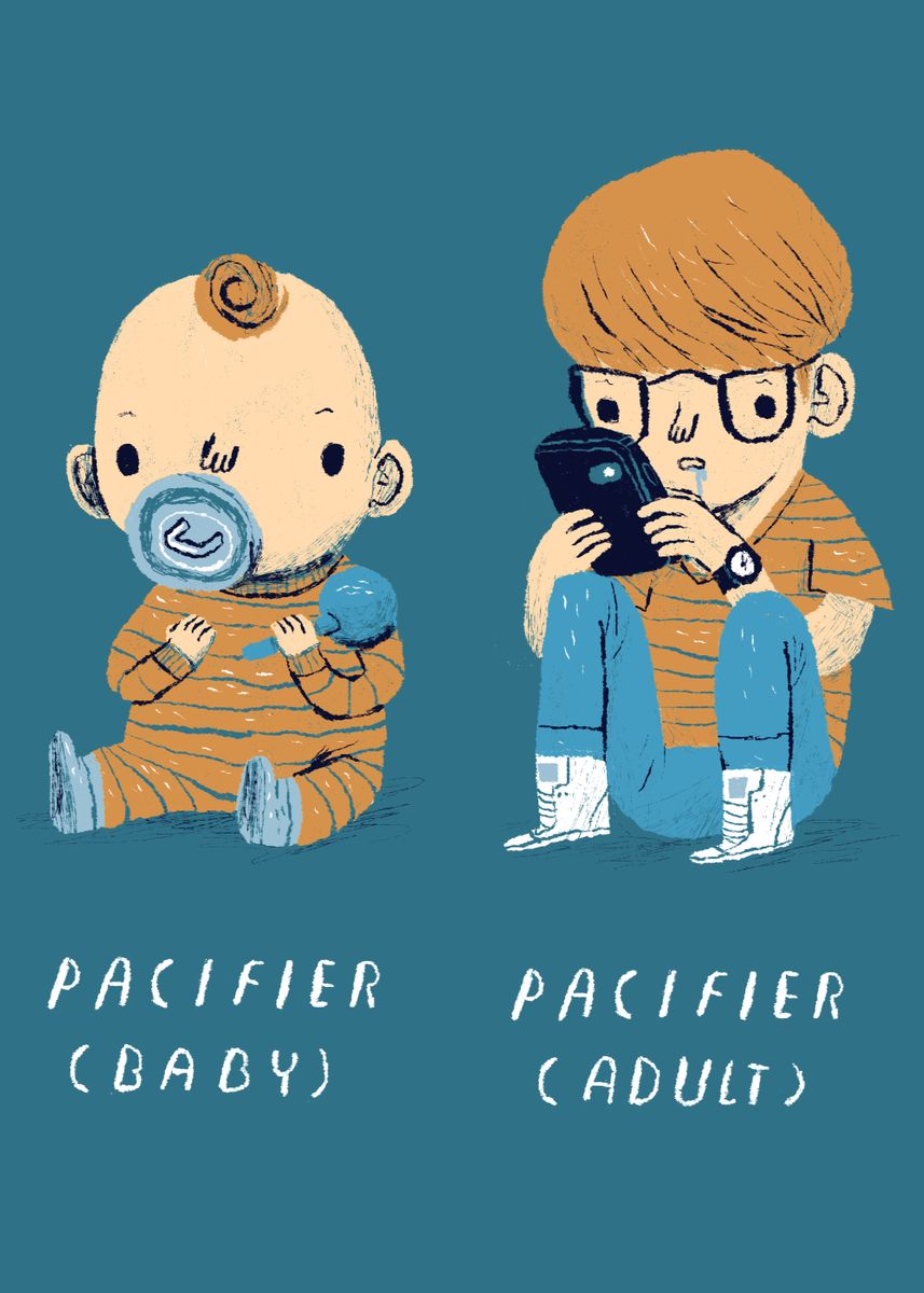 'baby vs adult' Poster, picture, metal print, paint by Louis roskosch ...