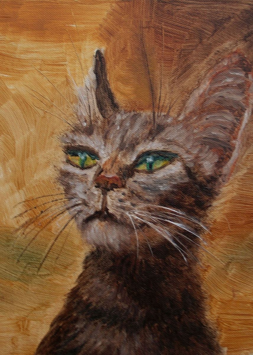 'Optimistic cat' Poster, picture, metal print, paint by Elena Sokolova ...