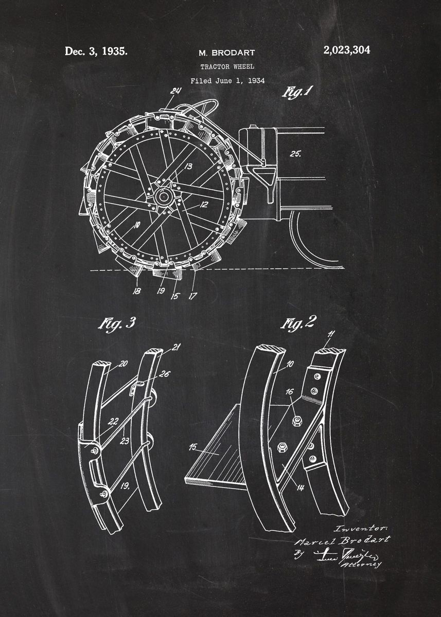 '1925 Tractor Wheel-Patent' Poster by Nicram K | Displate