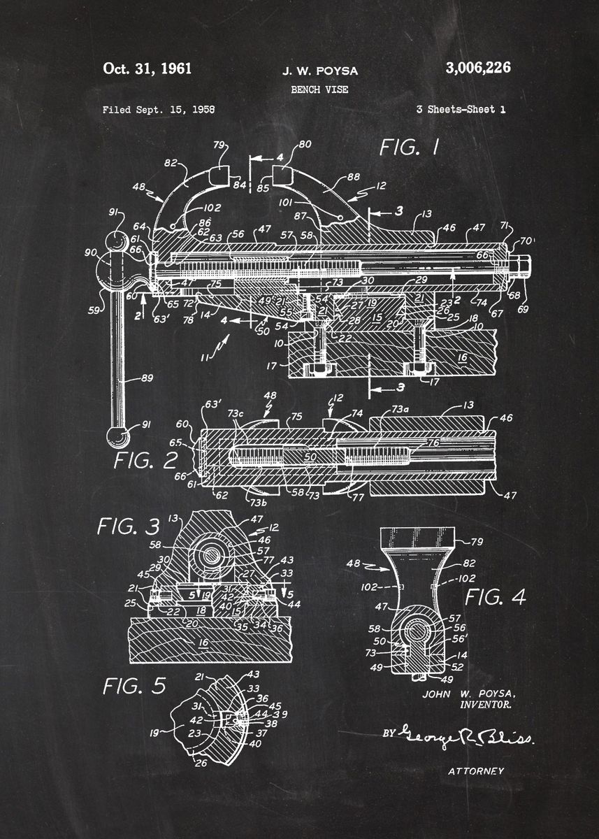 '1958 Bench Vise' Poster, picture, metal print, paint by Nicram K ...