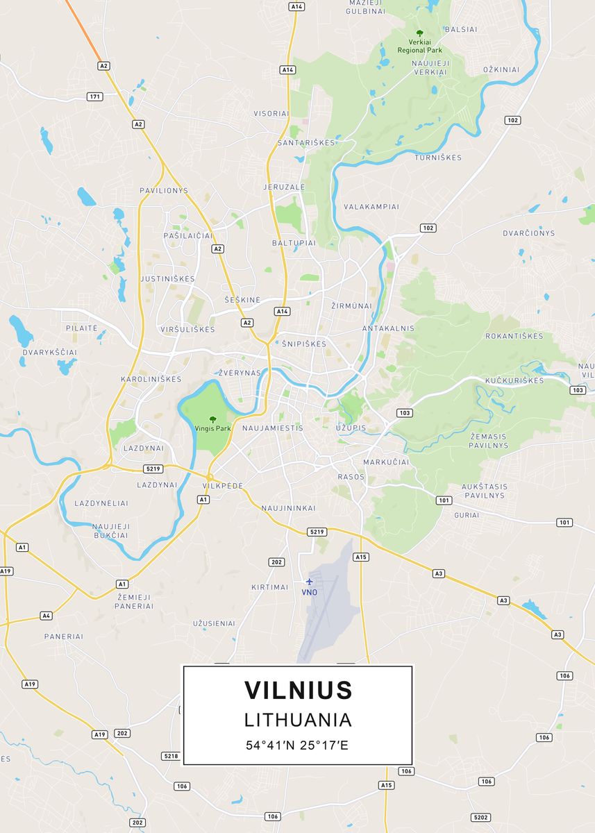 'Vilnius map' Poster by Iwoko | Displate