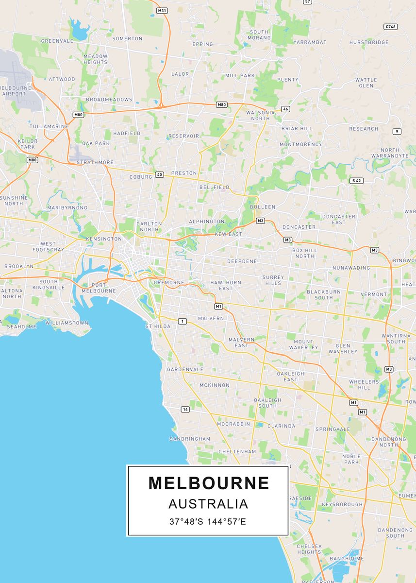 'Melbourne map' Poster by Iwoko | Displate