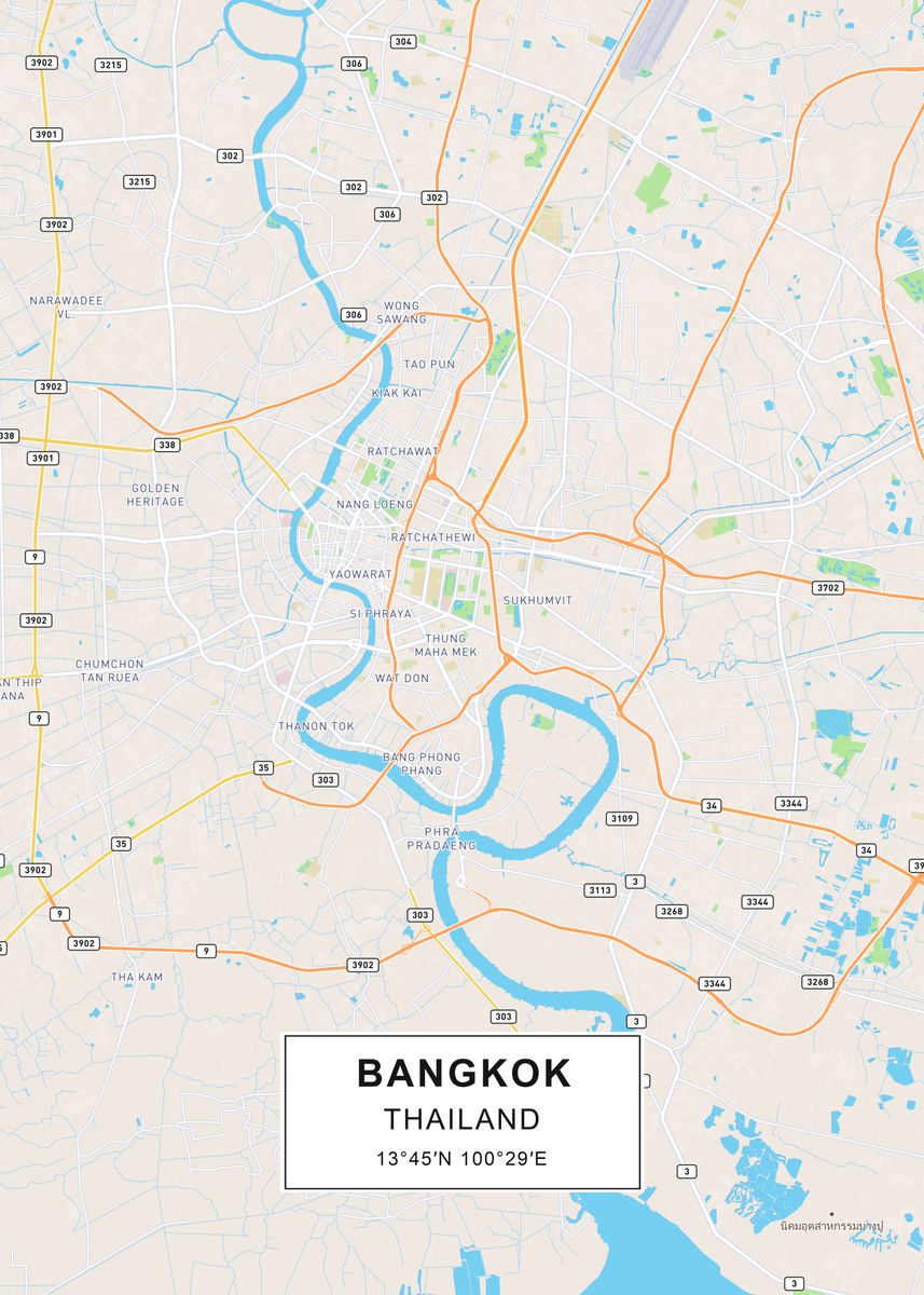 'Bangkok map' Poster by Iwoko | Displate